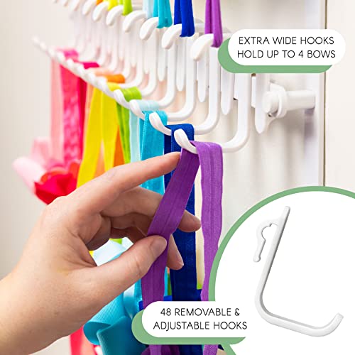 Ollirovey Metal 60 Hook 3ft Wide Headband Display and Headband Organizer for Girls Hair Bows Holds up to 240+ Hair Accessories 4 per Hook - Hooks Adjustable - Wall Mounted