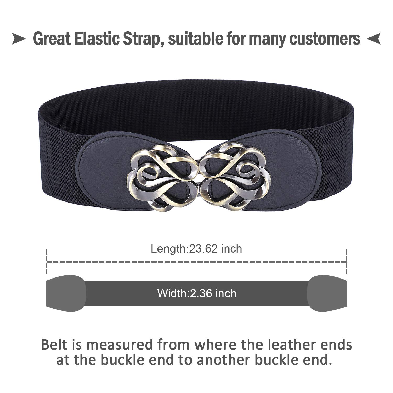GRACE KARIN Women Vintage Wide Elastic Stretch Waist Belt, Black (CL0413-1), X-Large
