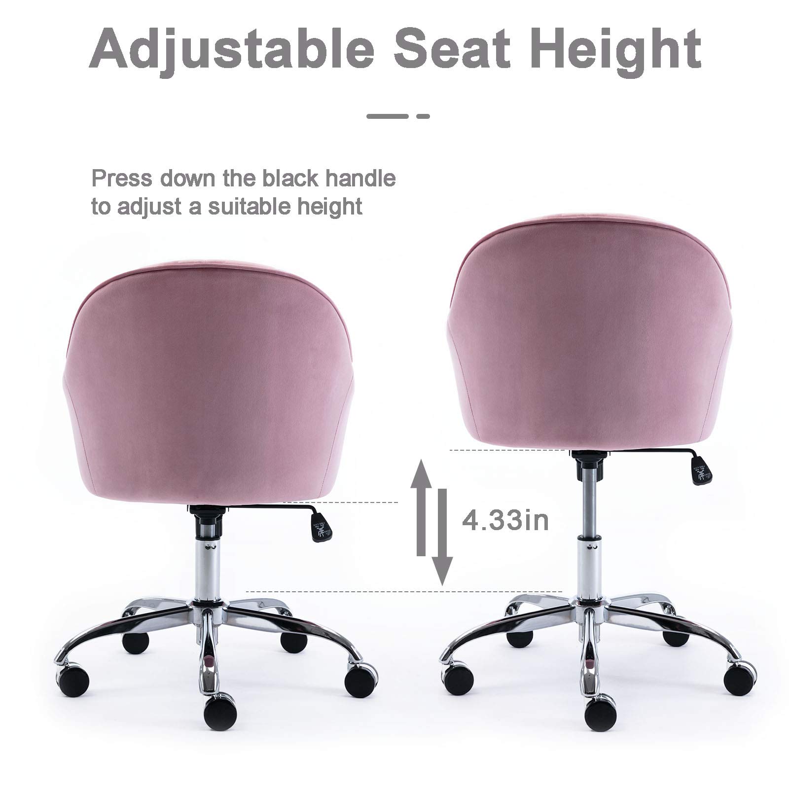 Blairot Home Office Chair Dutch Velvet Diamond Pattern Mid-Back Office Desk Chair Height Adjustable Task Computer Swivel Chair with Metal Base Legs for Bedroom Home Office