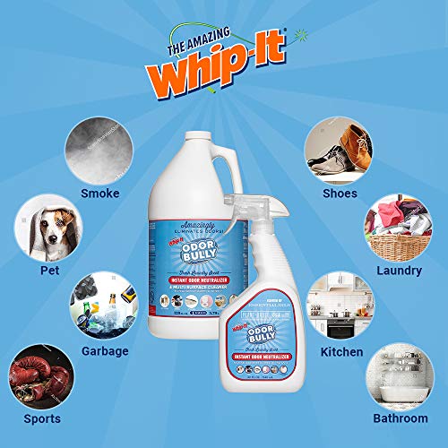 Whip-It Odor Bully Instant Odor Neutralizer Spray - Stain Remover and Odor Eliminator for Home and Car in One - Gallon and 32oz Spray
