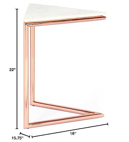 Christopher Knight Home Corral Side Table, Rose Gold + White