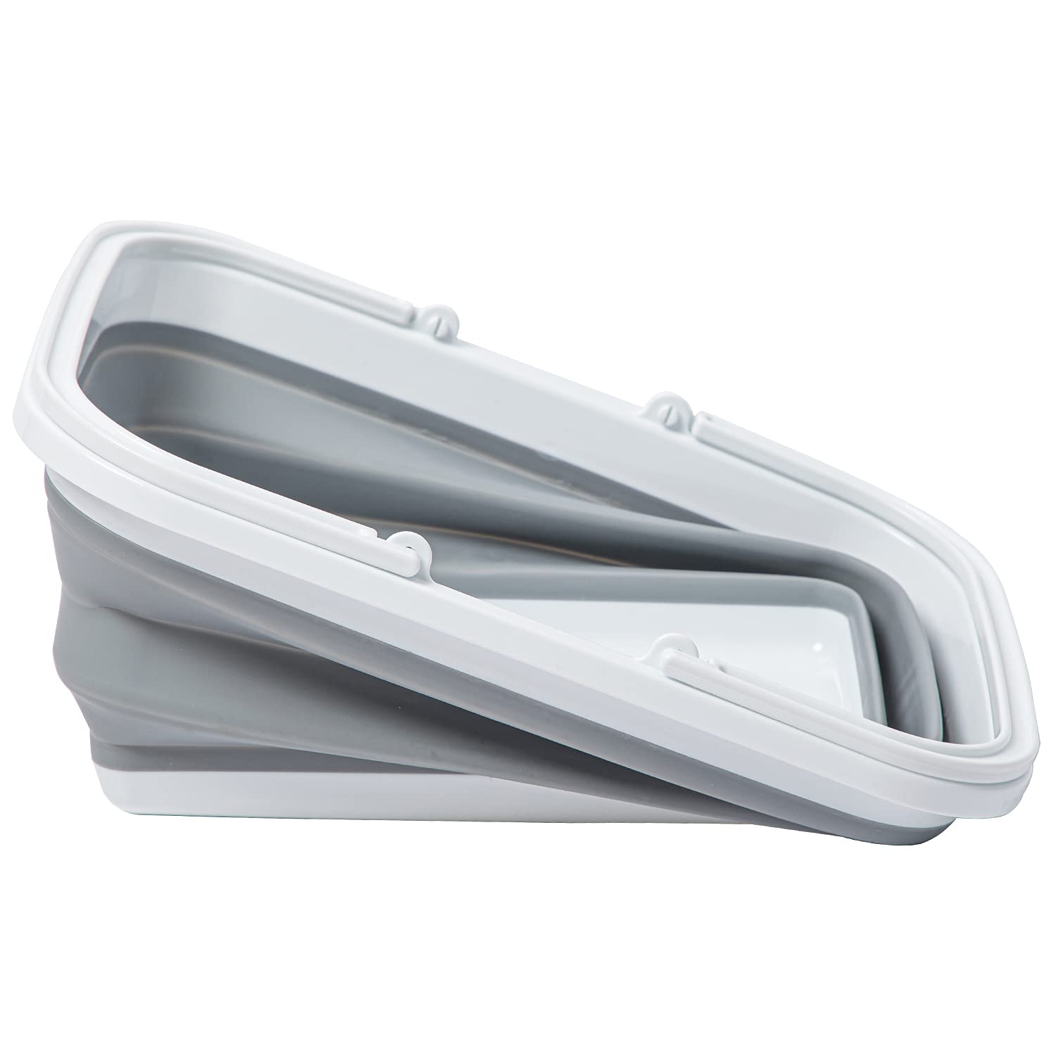 AUTODECO 2 Pack Collapsible Sink with Handle Towel, 2.37 Gal / 9L Foldable Wash Basin for Washing Dishes, Camping, Hiking and Home Gray