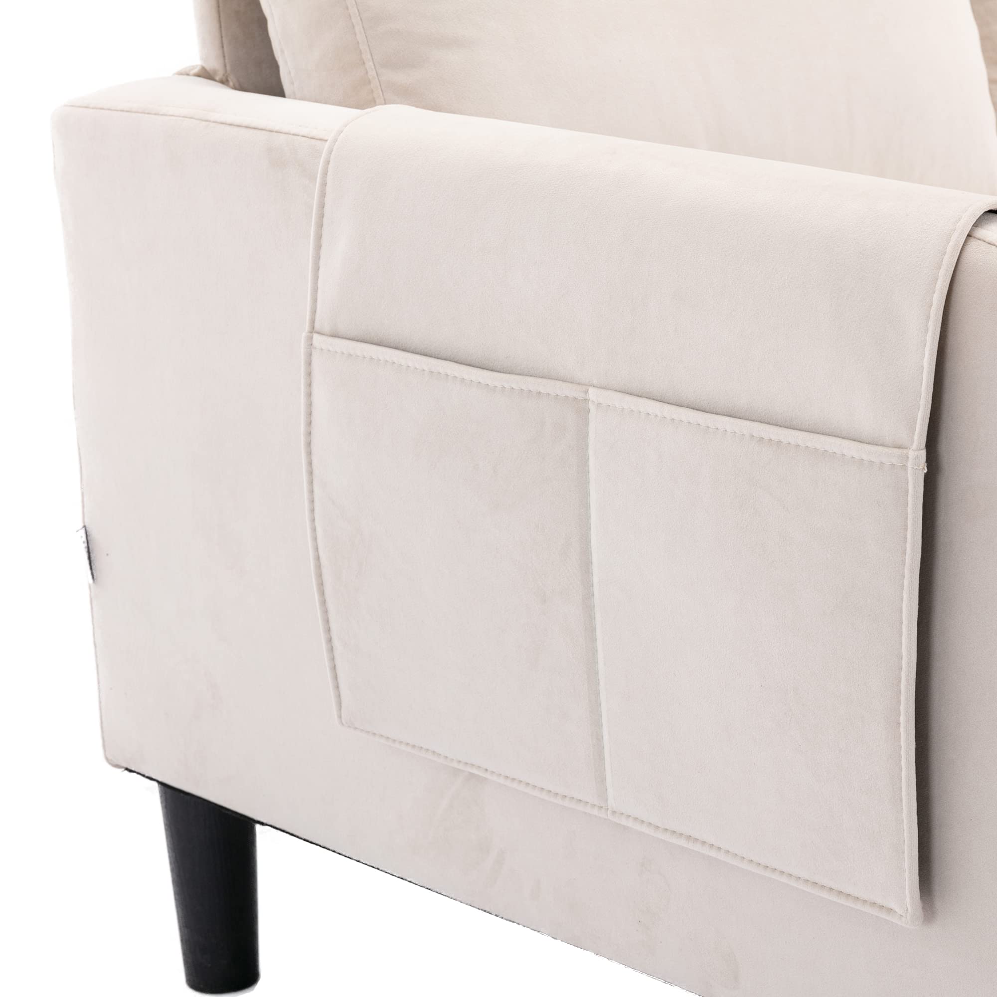 HomSof Sectional Sofa Set with Chaise Lounge, Storage, Cup Holder and Side Pocket, 3-Seat L-Shaped Couch for Small Spaces, Living Room