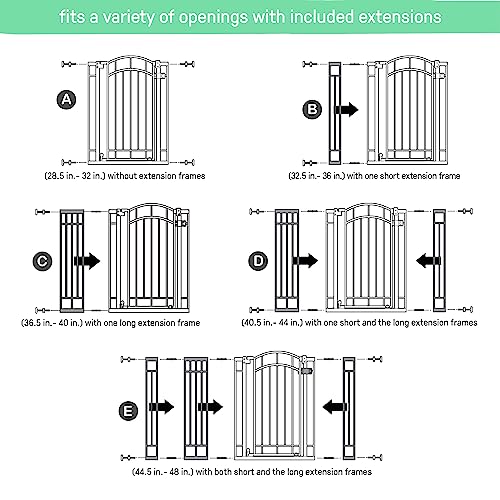 Summer Multi-Use Decorative Extra Tall Safety Pet and Baby Gate, 28.5"-48" Wide, 36" Tall, Pressure or Hardware Mounted, Install on Wall or Banister in Doorway or Stairway, Auto Close Door - Black