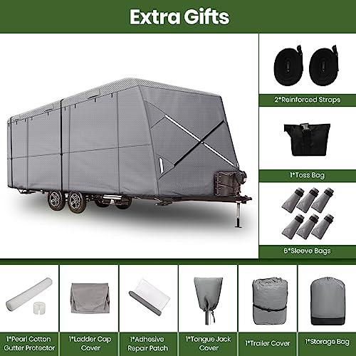 XGear Windproof Upgraded 33' - 35' RV Cover Travel Trailer Cover, Extra-Thick 5 Layers Anti-UV Top, Rip-Stop with 2PCS Extra Straps