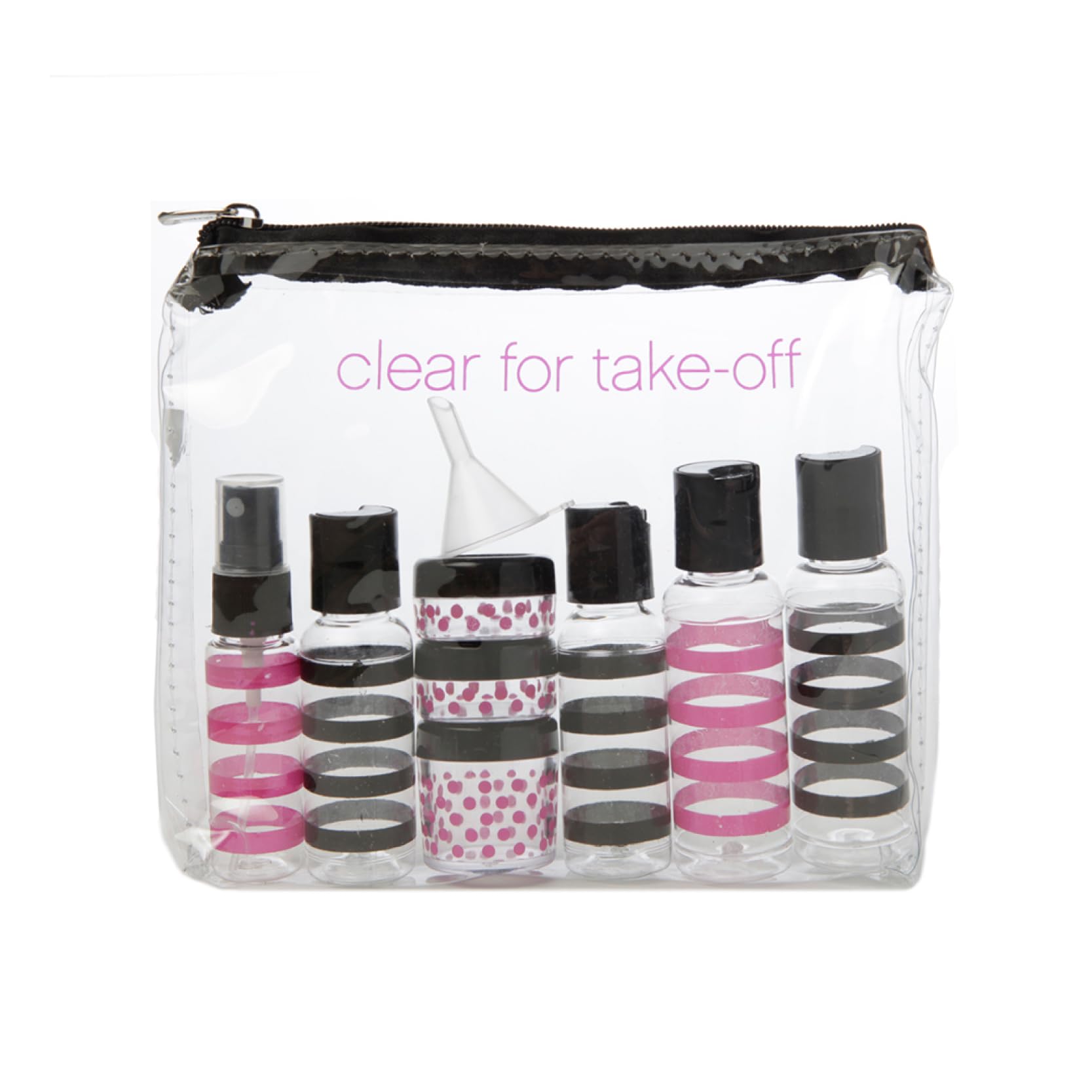 Miamica Women's Toiletry Kit, Black & Pink, 12-Piece