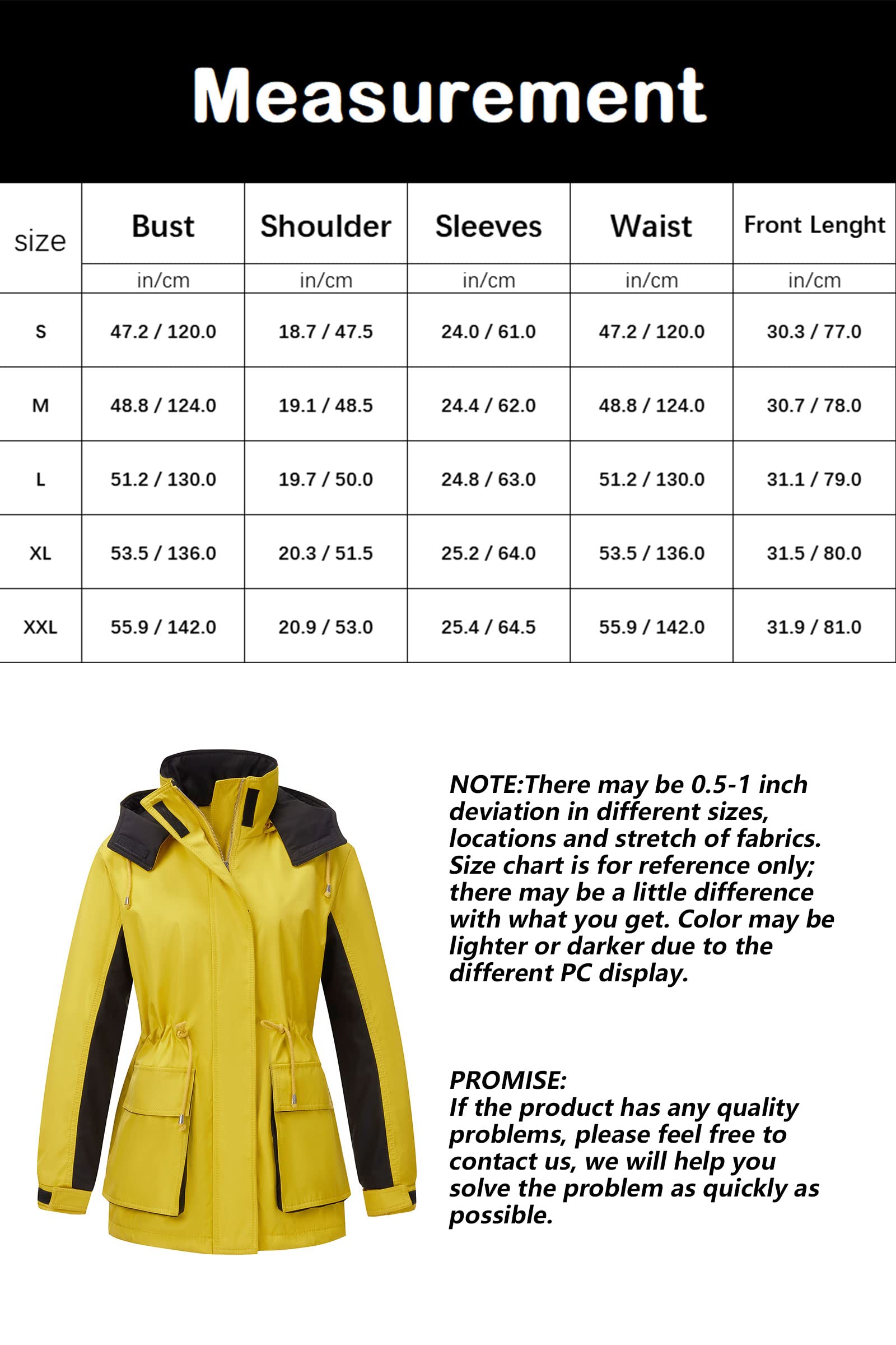 Bellivera Women's Outdoor Windbreaker Jacket,The Warm Padding Trench Coat with Hood for Spring and Winter 19007 Yellow S
