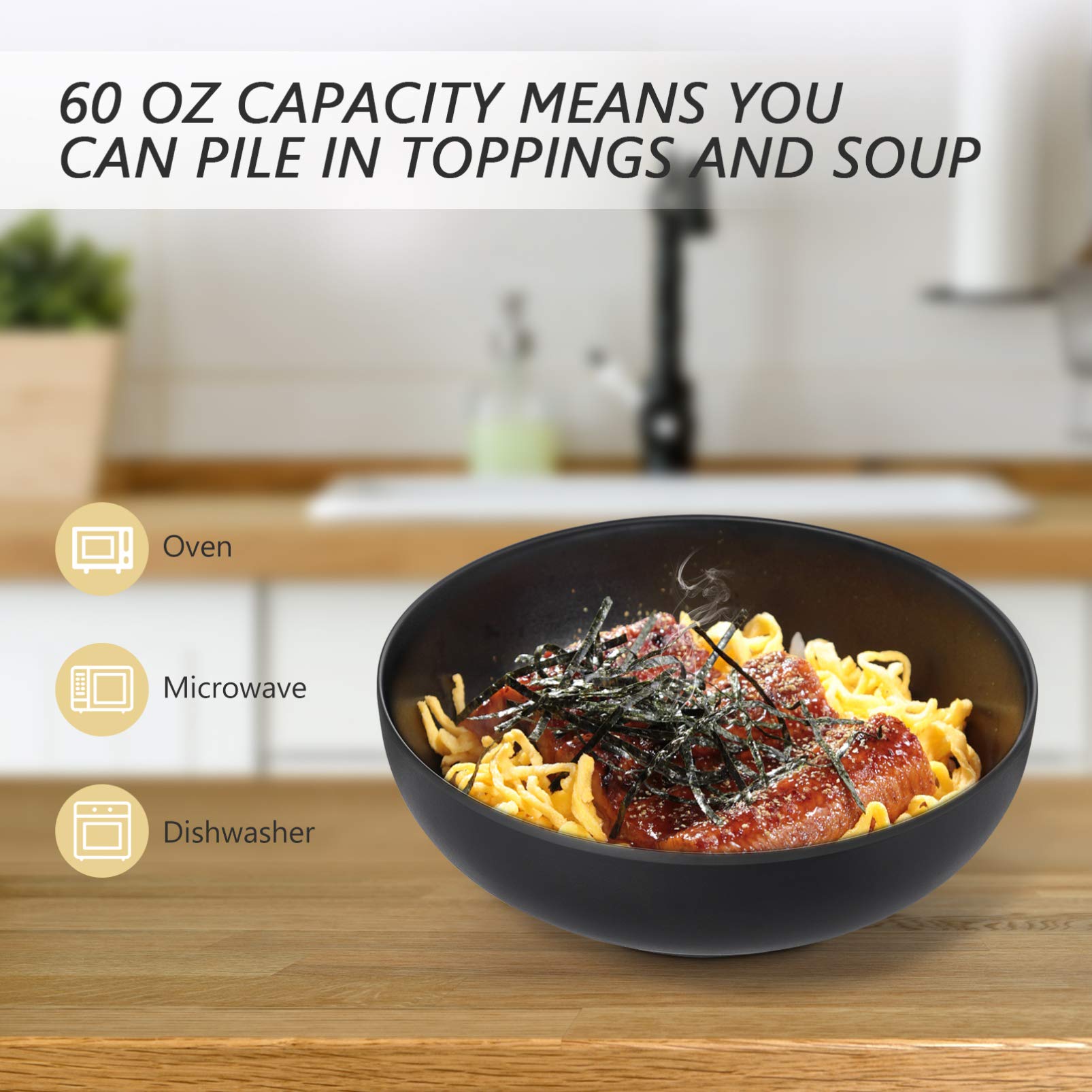 Cabilock Bowl for Restaurant 1PCS Japanese Style Ramen Bowls A5 Melamine Noodle Soup Bowl Pasta Serving Salad Bowl for Rice Soup Noodle Udon 21. 5cm Noddle Holding Bowl
