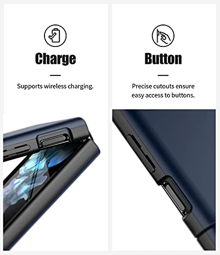 GOOSPERY for Galaxy Z Flip Case (2020) with Hinge Coverage, Luxury 360 Protection TPU Bumper Soft Feeling Hard PC Back Dual Layer Cover - Navy Blue