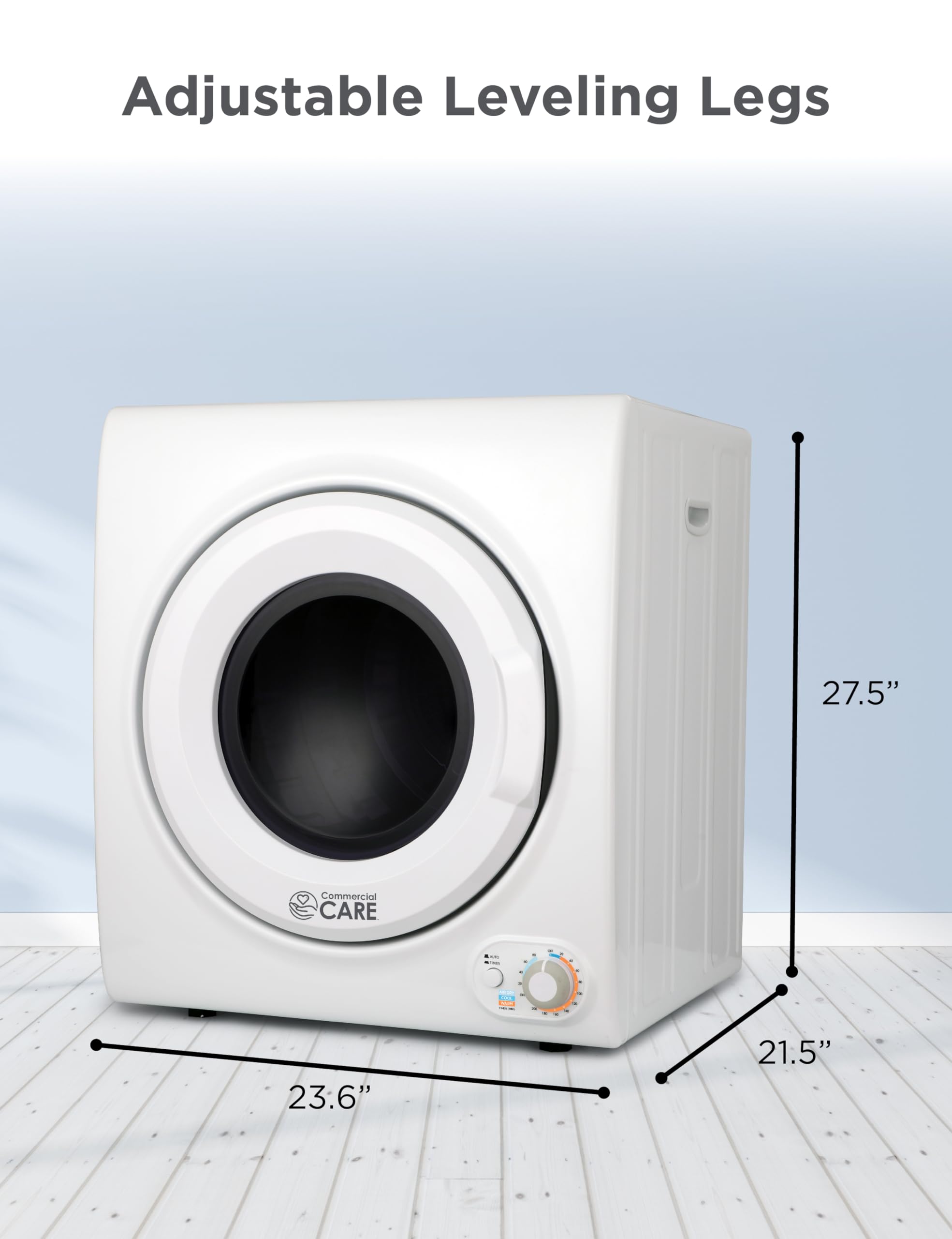 Commercial Care 3.5 Cu. Ft. Portable Dryer, 120V Electric Dryer for Clothes, Front Loading Dryer Machine Holds Up To 13.2 lbs. or 6 kg. of Laundry, Stainless Steel Drum, 1500 Watts, White