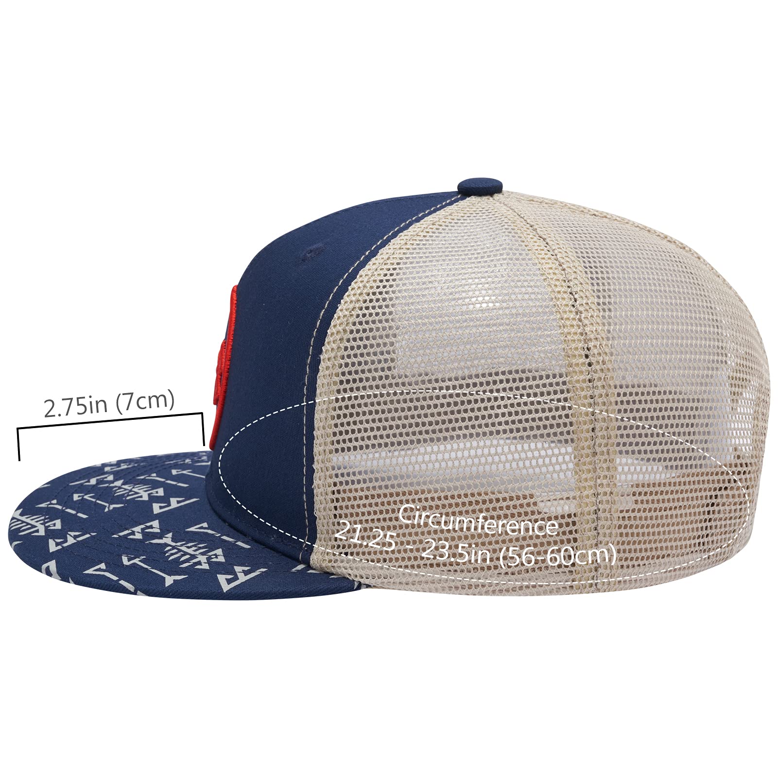 BASSDASH Flat Brim Trucker Cap Adjustable Snapback Hat Mesh Back for Men Women