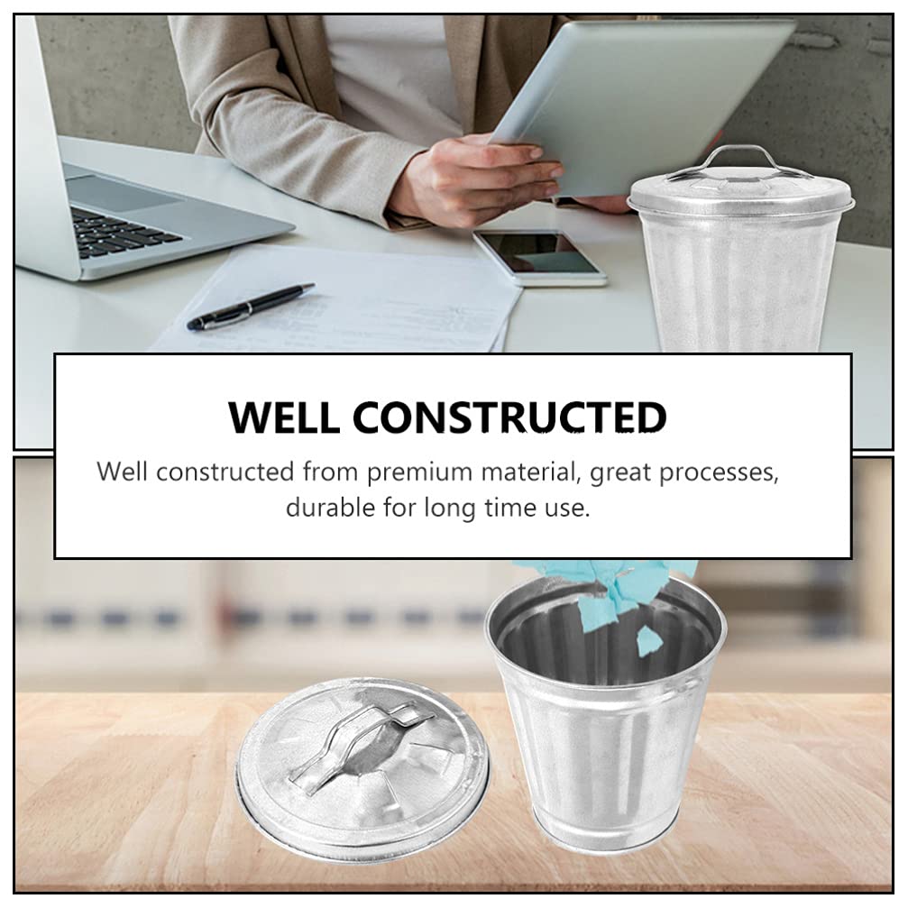NUOBESTY Desktop Mini Desktop Wastebasket Garbage Bin Waste Paper Basket Trash Can Mini Wastebasket Trash Can Garbage Holder Flower Garbage Container bin Pot Mini Metal Flowerpot ( 1pc )