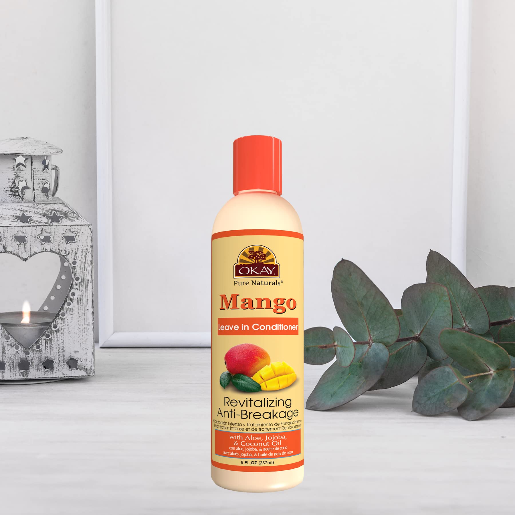 Okay Mango Leave-In Conditioner For All Hair Types & Textures Revitalizing - Anti-Breakage With Aloe, Jojoba & Coconut Oil Sulfate, Silicone & Paraben Free 8 Ounce , 8 Ounce