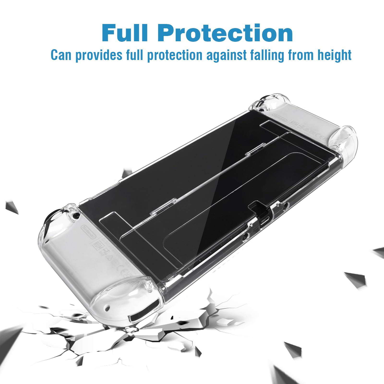 TIKOdirect Transparent Case Compatible with Switch OLED, Dockable Clear Protective Case for Switch OLED, Comfort Grip Case with Shock-Absorption and Anti-Scratch Design, Crystal Glitter