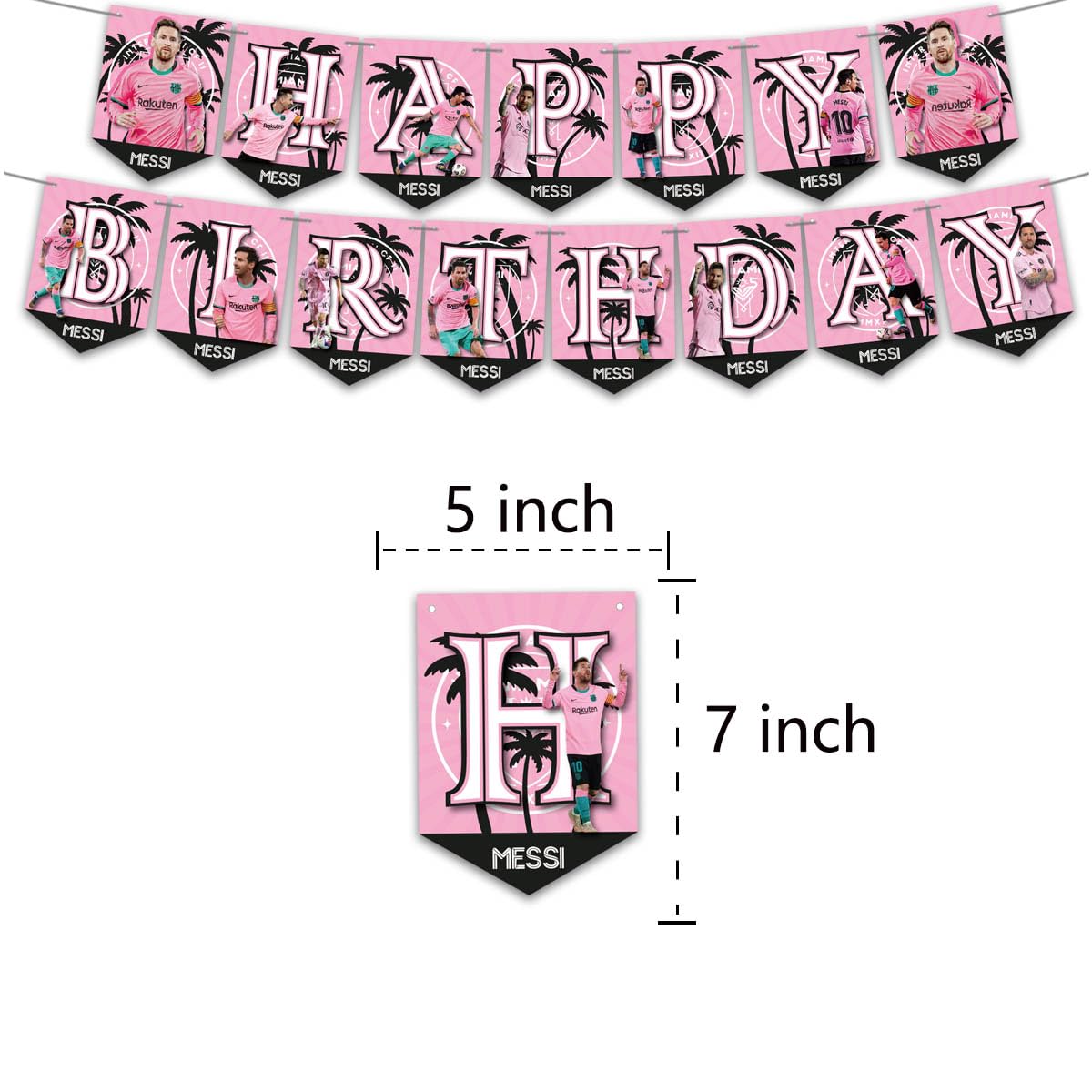 Birthday Party Supplies For messi Includes The Soccer Inspired Happy Birthday Banner - Cake Topper - 24 Cupcake Toppers - 16 Balloons
