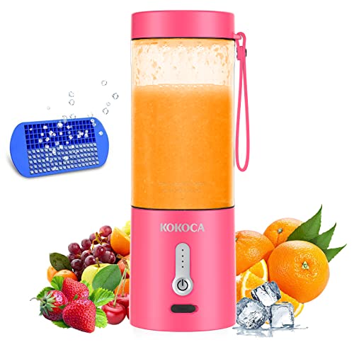 Blend & Jet Portable Blender for Shakes and Smoothies, KOKOCA Personal Travel Blender for Protein with 4000mAh USB Rechargeable Battery, Crush Ice, Frozen Fruit and Drinks, 18 oz Mini Cup