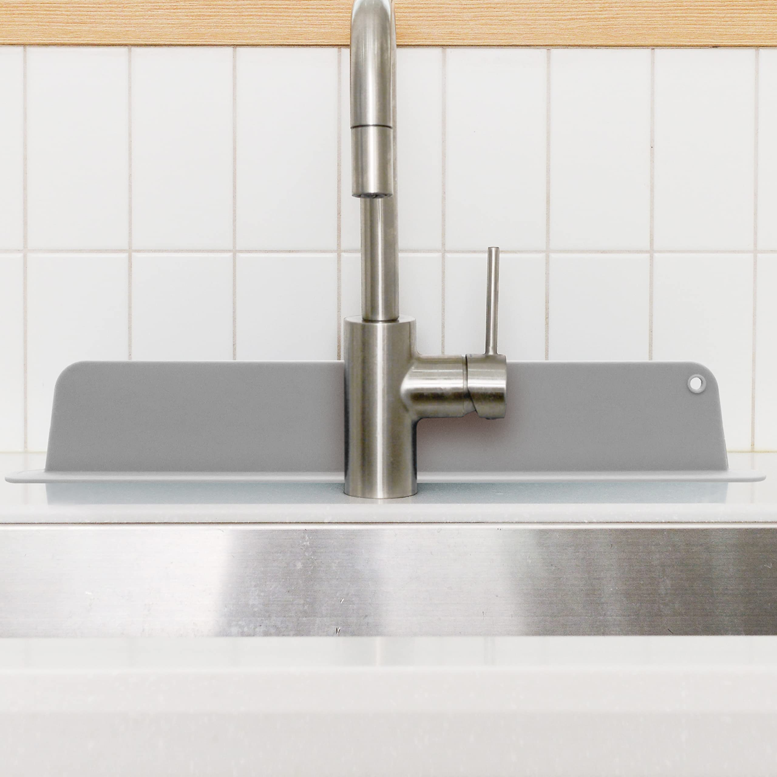 BLUE GINKGO Sink Splash Guard - (Upgraded Design) Premium Silicone Water Splash Guard for Sink | Kitchen Island Sink Backsplash Guard (18.9 x 2.9 Inch) - Gray