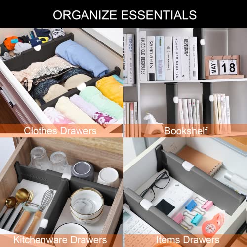KIKILIE Kitchen Drawer Divider, 3 Pack Adjustable Dividers for Clothes, Utensils - Expandable Dresser Divider 11-17 Inch, 4'' Tall Deep Organizers Drawers Separators, Black, Pack,11-17''Long