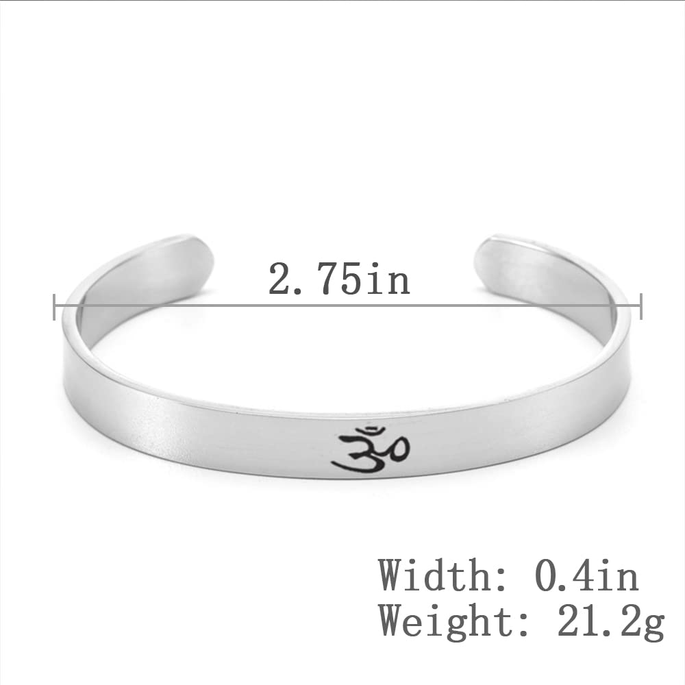 BaBakiak OM Bangle Stainless Steel, AUM Bracelet Cuff, Indian Jewelry for Meditation Yoga