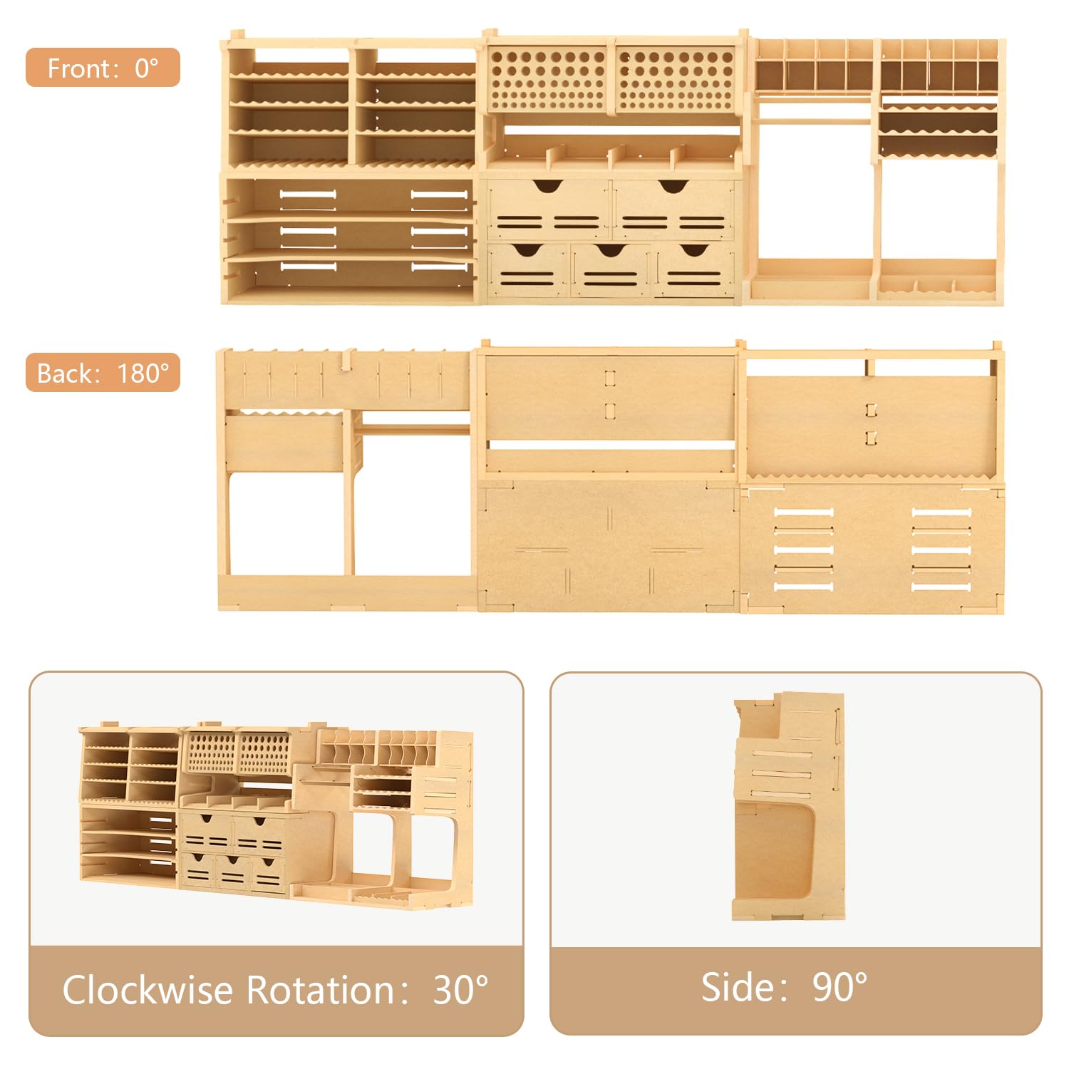 Bucasso Plastic Model Tool Organizer, Organize Plastic Model Building Tools Pliers/Tweezers/Brushes/Screwdrivers Stick Tools, MDF Material Model Workbench, Suitable for Tamiya/Gundam Tools GK Pro