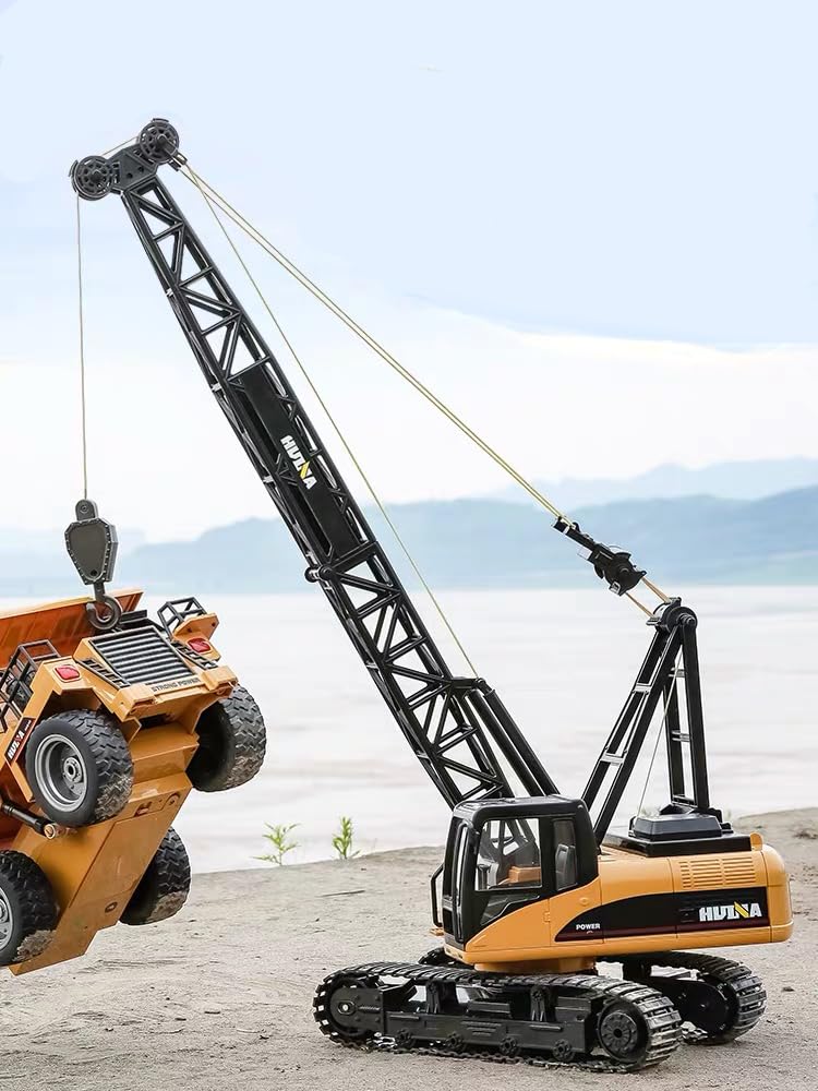 Gemini&Genius Crawler Crane Construction Vehicle Toy Dragline Heavy Duty 1/50 Crane Work Car, Engineering Truck, Site Sandbox Car Toy, Collectible or Decoration for Kids