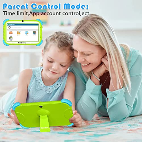 kimlok Kids Tablet Tablet for Kids,Android 11, 7 Inch 2GB+32GB, WiFi, Parental Control APP,Dual Camera, Bluetooth, Friendly Learning Tablets for Kids with Case Included for Boy and Girl Green