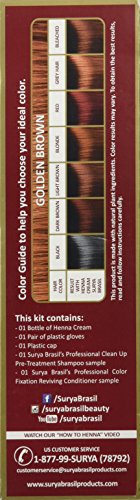 Surya Brasil - Henna Cream, Semi-Permanent Golden Brown Hair Color Treatment for Gray Coverage, Deep Conditioning Hair Dye, 2.37 oz / 70 ml