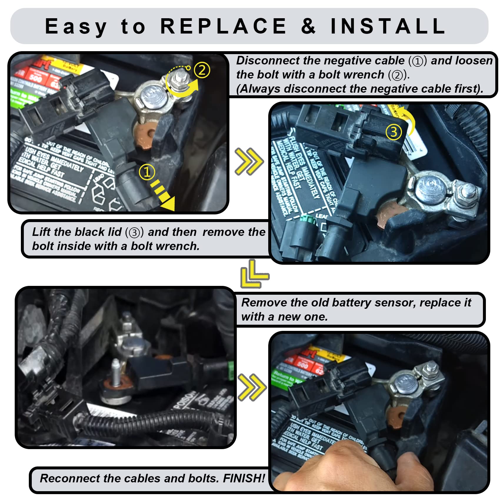 Battery Current Sensor Compatible with jeep chrysler dodge fiat & honda civic cr-v 2012-2015 2.4L, Battery Voltage Temperature Sensor Replacement Part, Replaces Number # 38920-TR0-A02# 4692269AI