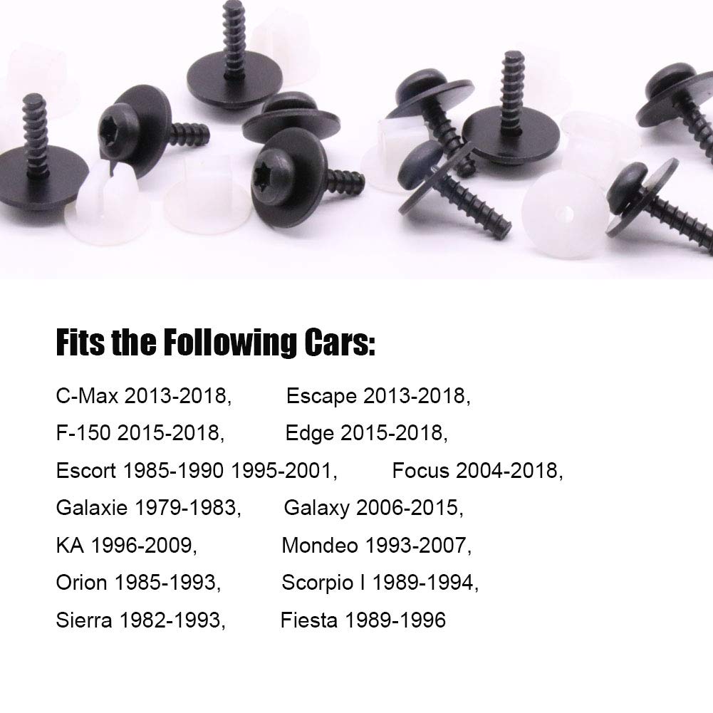 AUTOLA 20PCS T30 Torx Head Under Engine Shield Fender Liner Deflector Grille Screw Bolt Grommet Retainer Screw Bolt Nut Grommet Kit for Ford Escape F-150 Edge Focus C-Max S-Max Transit Lincoln MKC