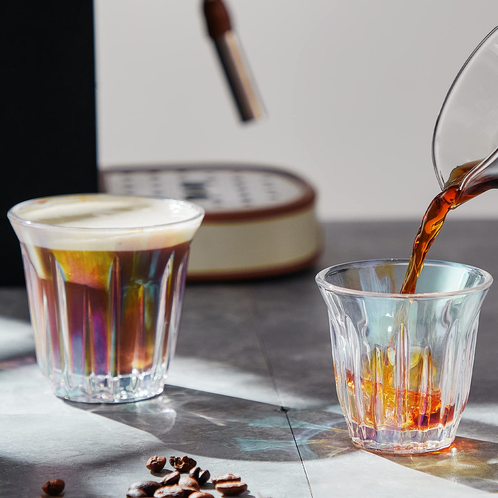 Bincoo Iridescent Glass Coffee Mug Set 2x200ML,Coffee,Latte,Cappuccino,Espresso Glass Cup Heat Resistant, Dishwasher Safe (Set of 2)