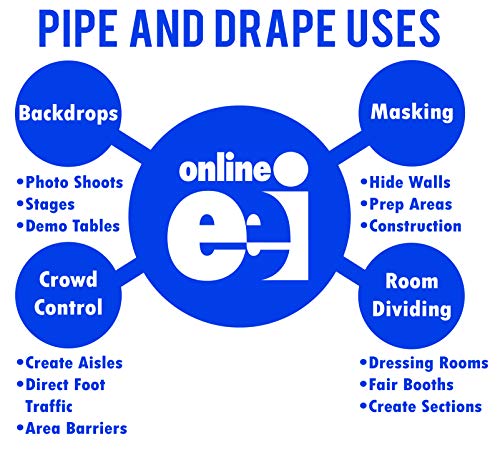 OnlineEEI, 8 Ft Premier Drape Panel for Use with Pipe and Drape System, 95 x 60, 4 Rod Pockets, Black Premier Drape Included