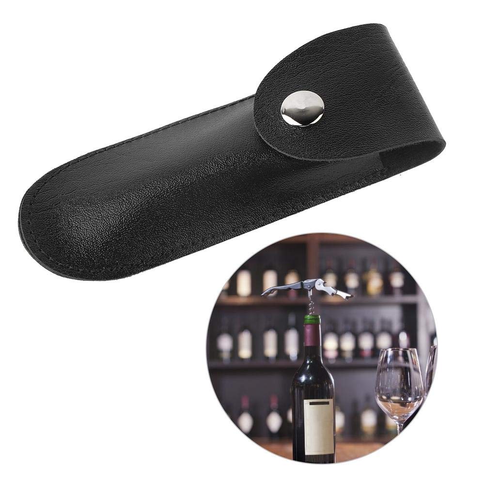 Bottle Opener Leather Case New Bottle Opener Holster Small Leather Bag Wine Knife Set Wine Tool Holder PU Bag (Black)