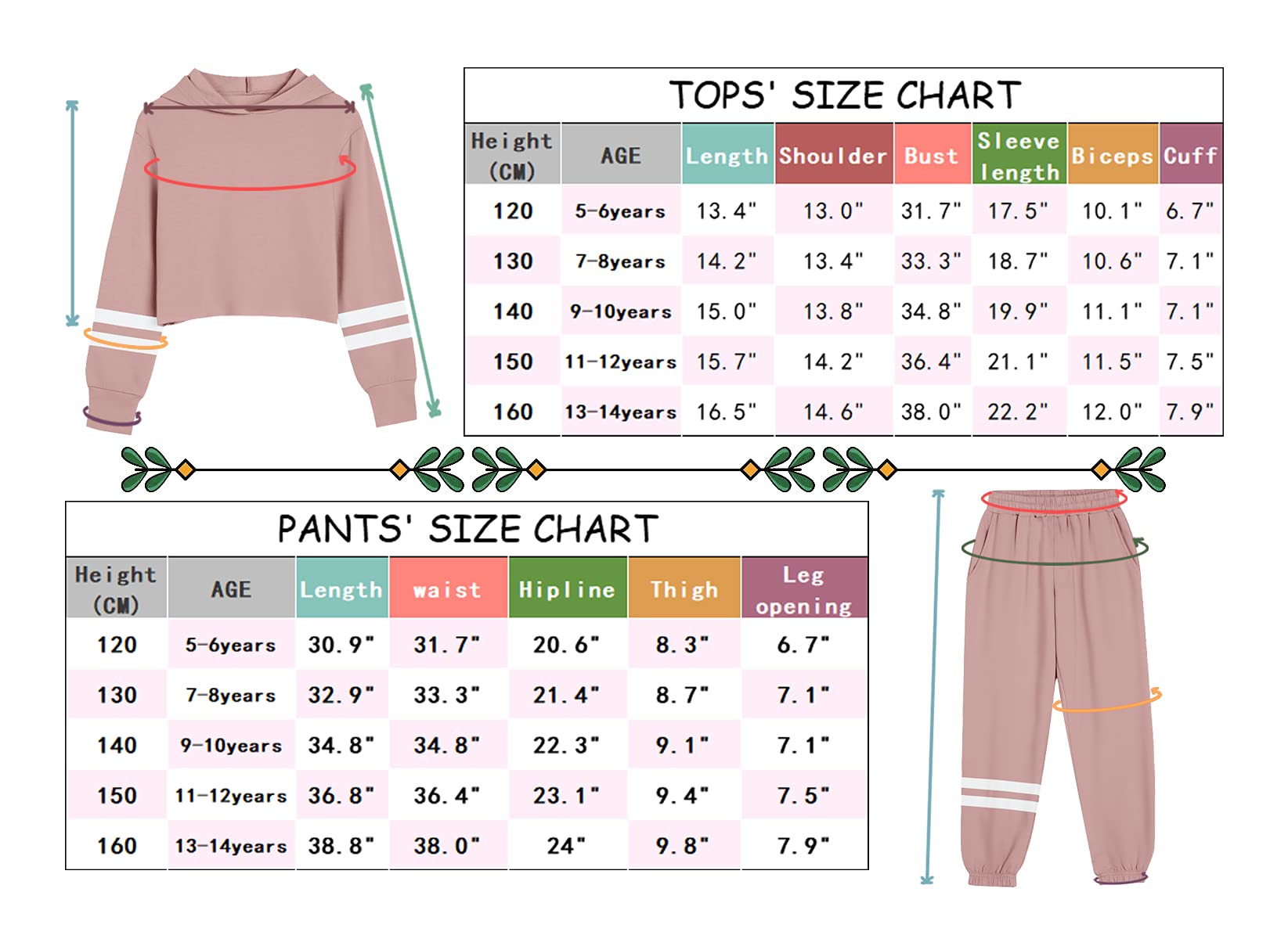 Batermoon Girl's Hooded Sweatsuits Long Sleeve Crop Sweatshirts and Sweatpants Casual Lounge Sets White