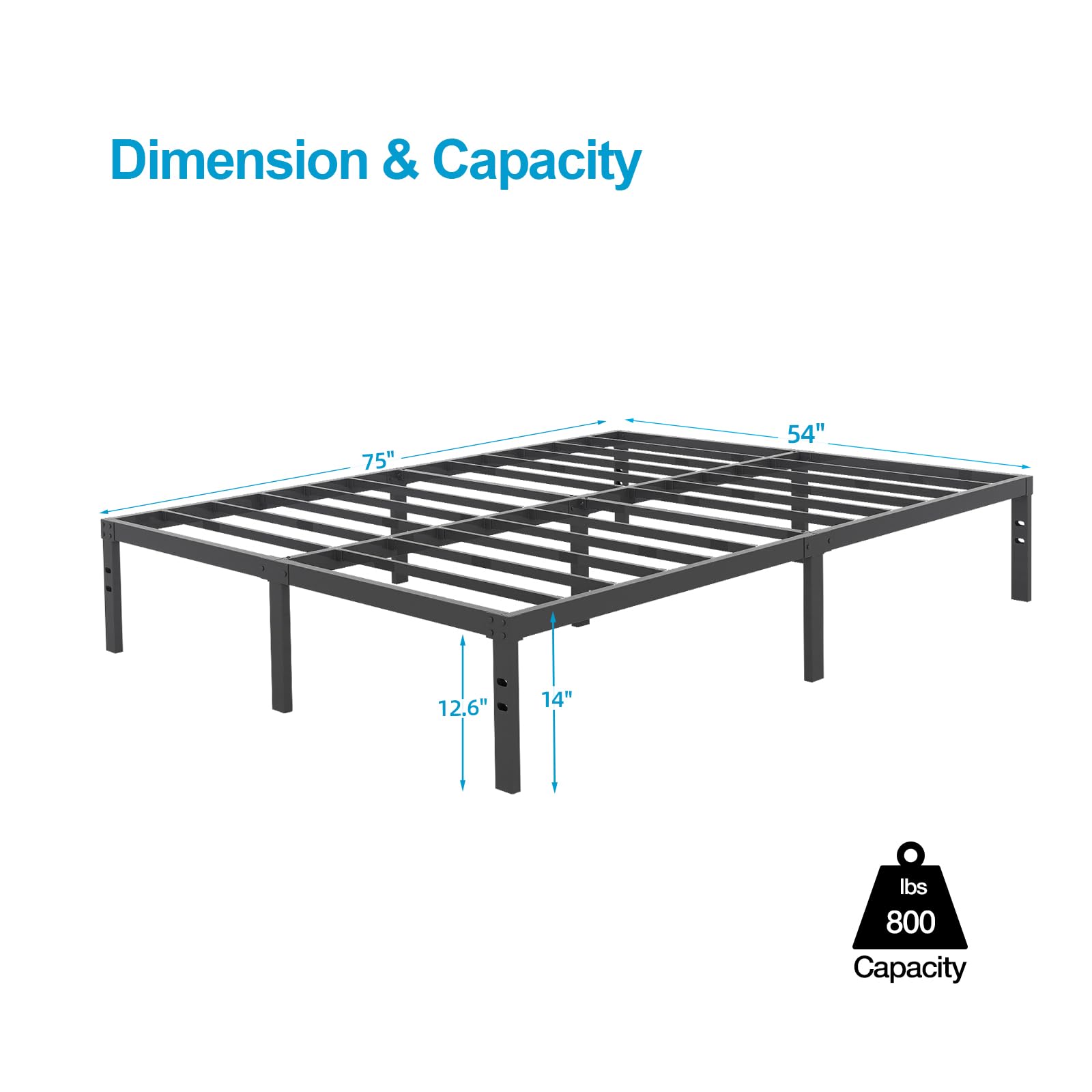 AUTSTA Full Size Bed Frame Easy Assembly, Bed Frame Full Size No Box Spring Needed, Heavy Duty Metal Platform Full Bed Frame with Plenty of Room for Storage