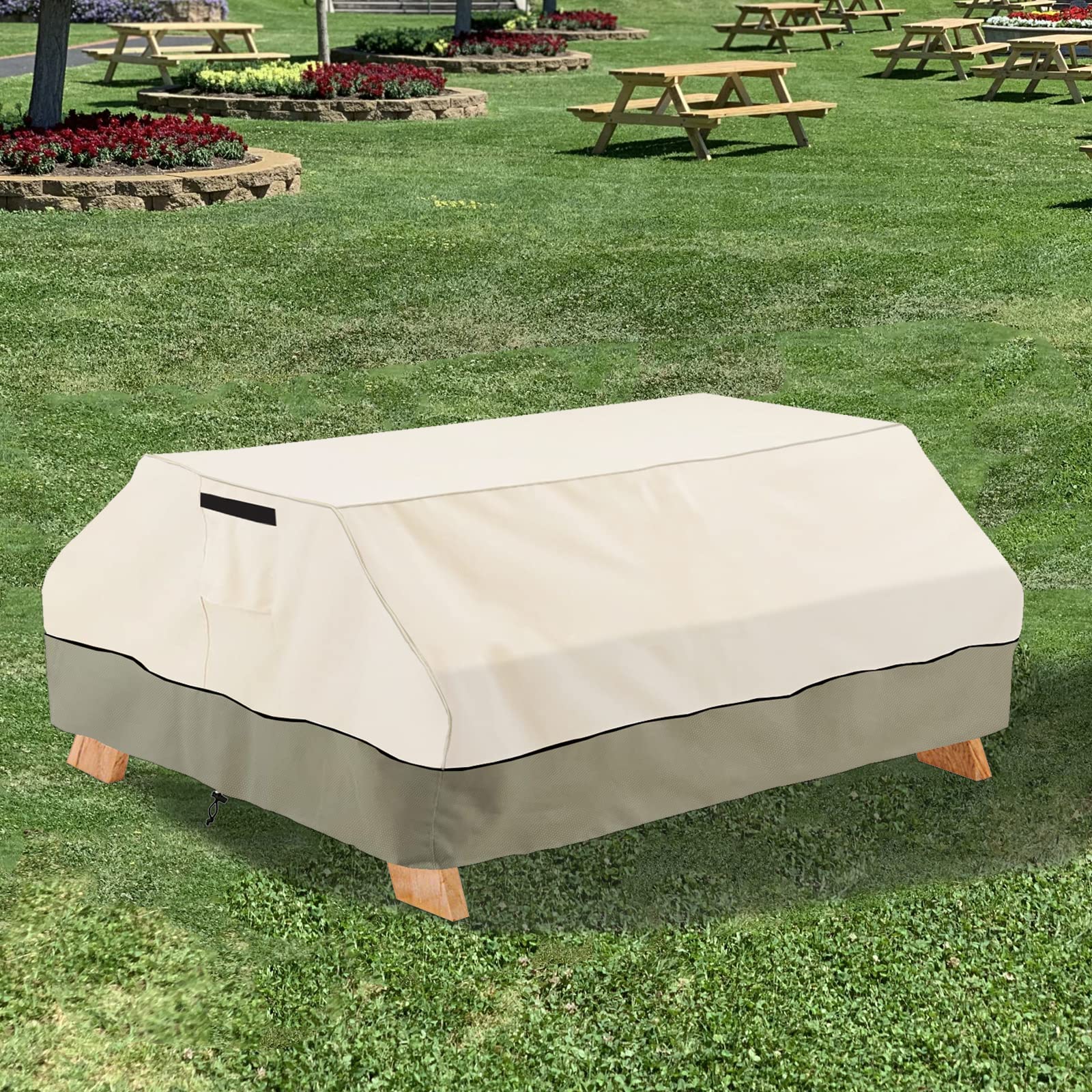 Bitubi 70 / 72 Inch Heavy Duty Waterproof Picnic Table Cover - 600D Tough Canvas Wind Dust Proof Anti-UV Outdoor Patio Table Bench Covers Winter