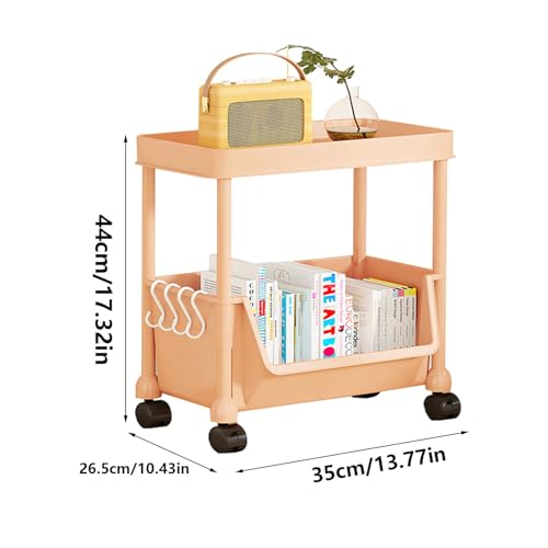 bemyl Mobile Bookshelf, Rolling Cart Book, Book Cart Organizer, Movable Storage Book Shelves, Book Rack Storage, Multi-Functional Mobile Book Cart Organizer