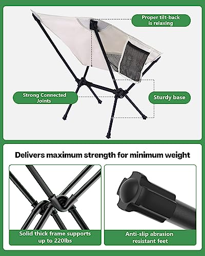 logard Lightweight Portable Camping Chair,Folding Outdoor Chair High Load Capacity,Sturdy Folding Chair for Hiking,Beach,Fishing,Festival, Hiking, Backpacking