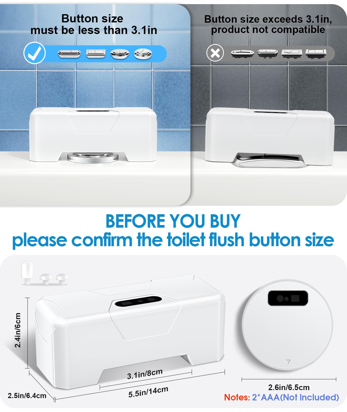 Automatic Toilet Flusher, 2023 Upgraded Touchless Toilet Flush Kit Toilet Flusher Replacement Kit for Most Homes and Public Toilets with Infrared Sensor, Rechargeable USB Charging and IPX6 Waterproof
