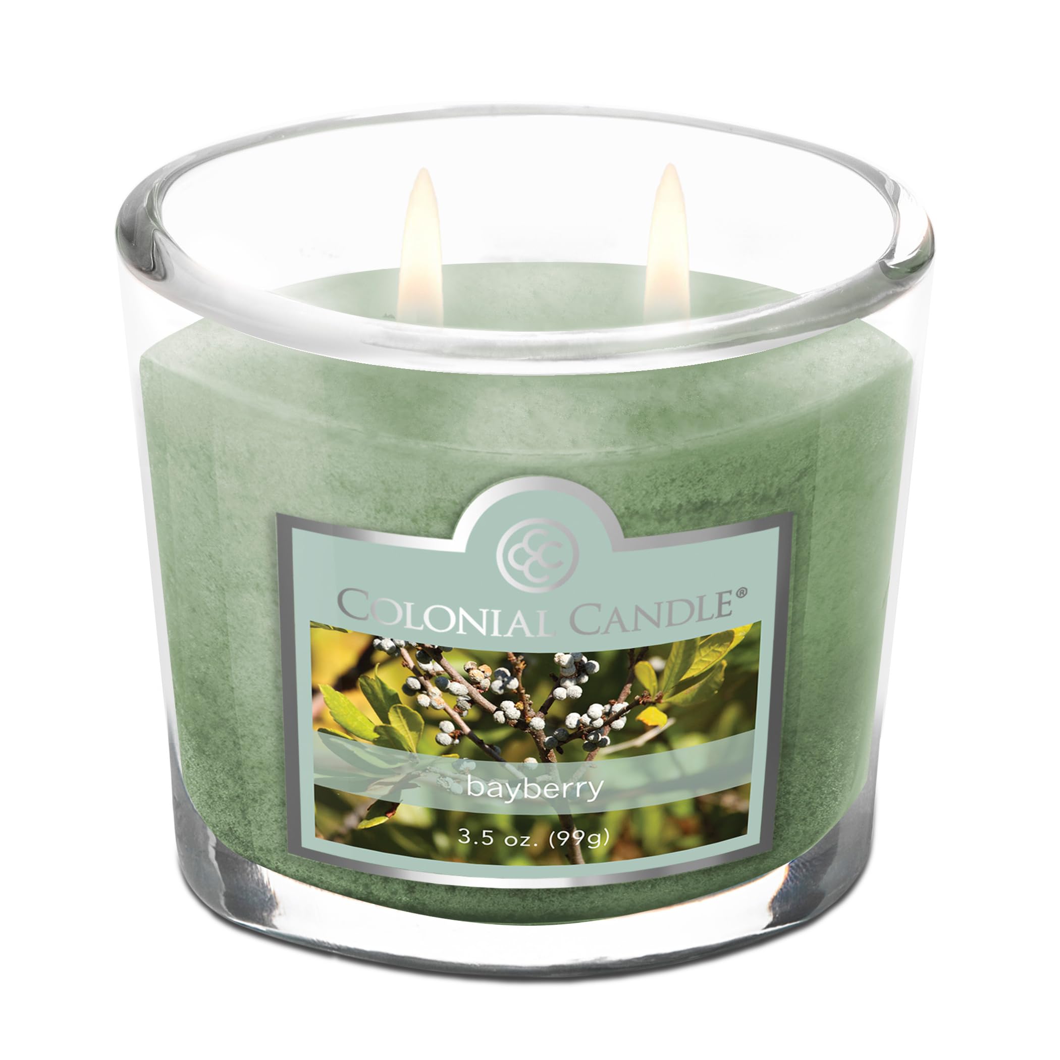 Colonial Candle Bayberry Scented Jar Candle, 2 Wick, 3.5 oz, Mottled Wax Candle