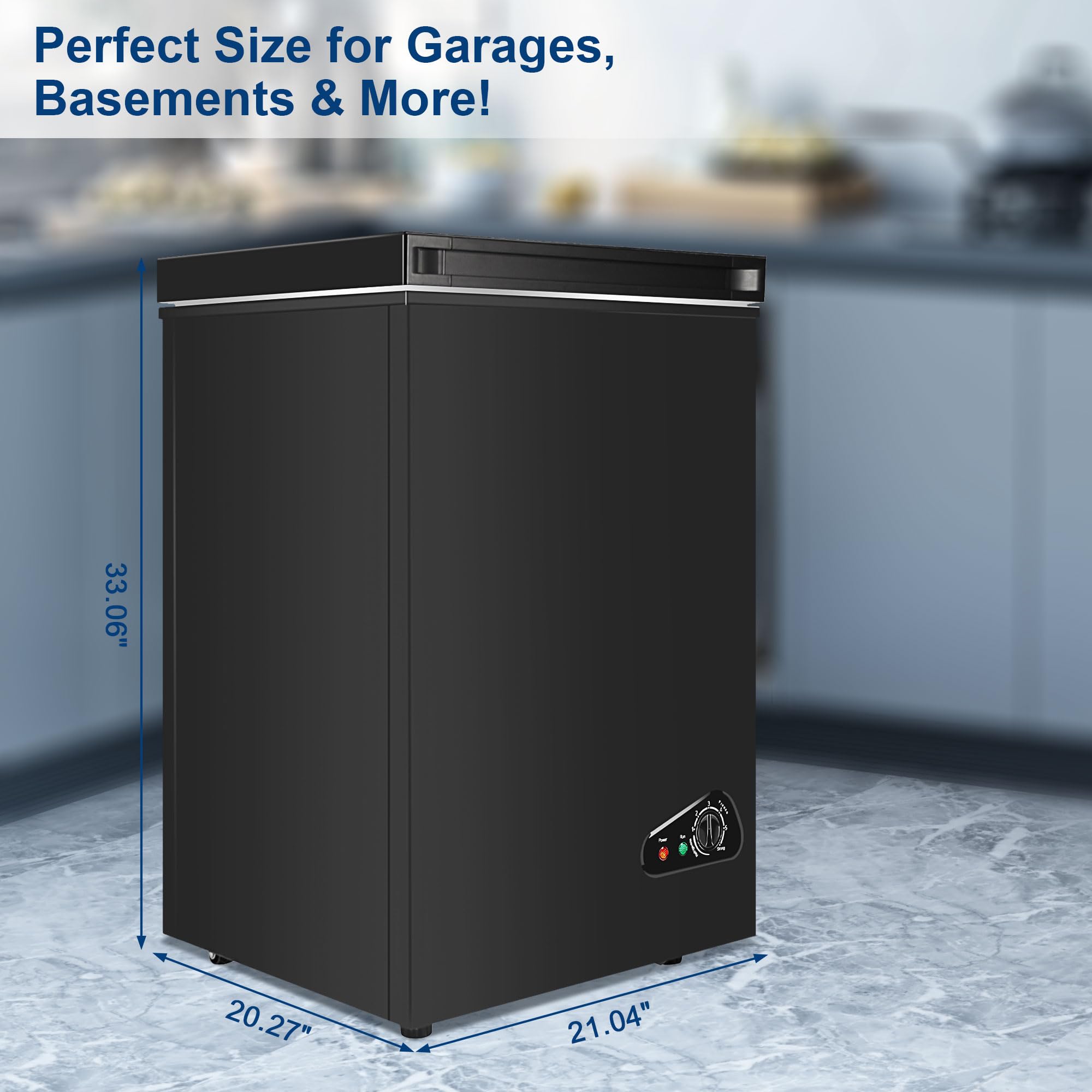 Chest Freezer 5.0 Cu.Ft Compact Chest Freezers with 7 Adjustable Thermostat, Freezer Compressor Cooling with Removable Storage Basket, Energy Saving Perfect for Home Bar Dorm