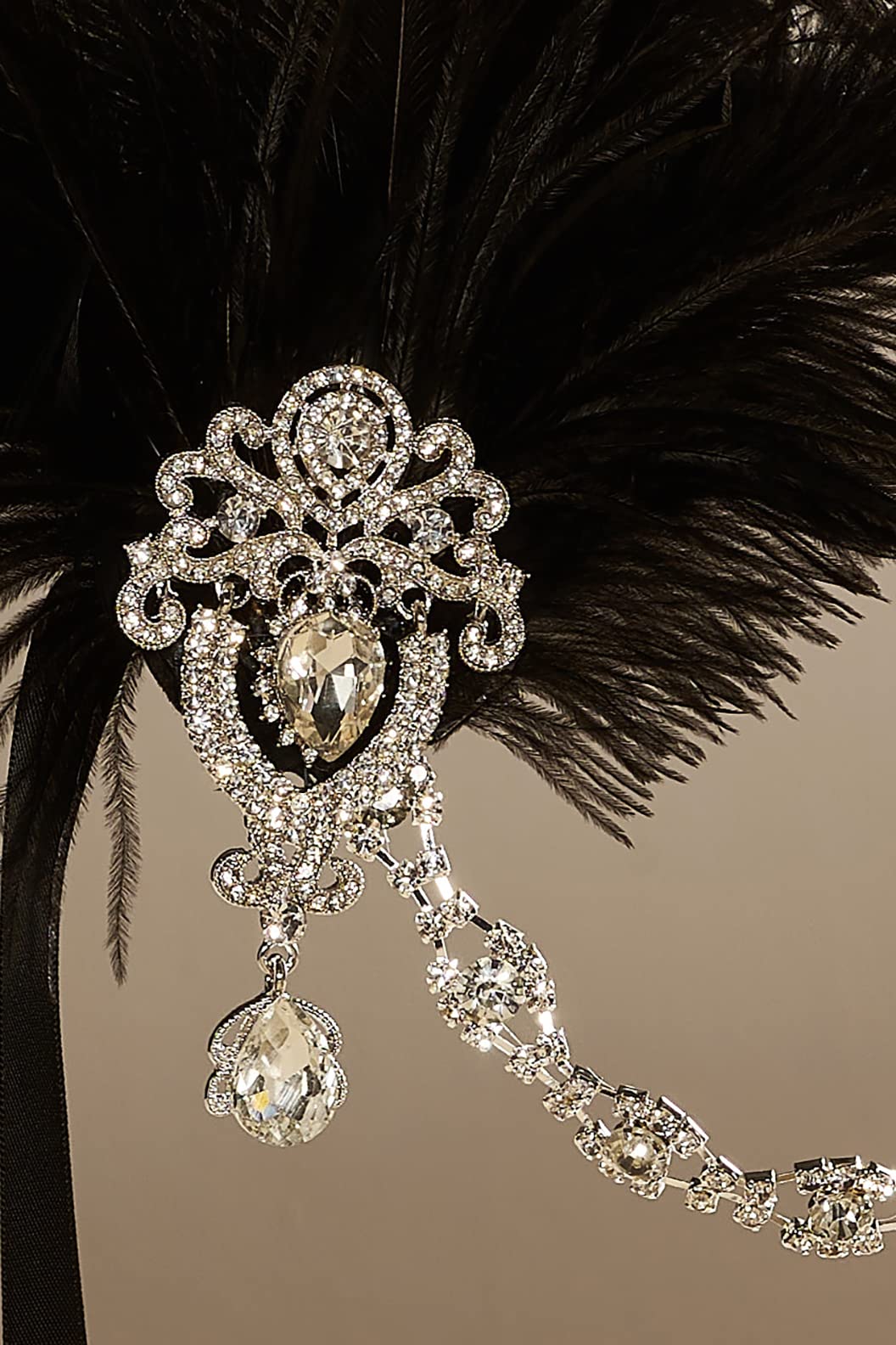 BABEYOND Women's Ostrish Feather Crystal Headband Feather Headband Flapper Headpiece 1920s