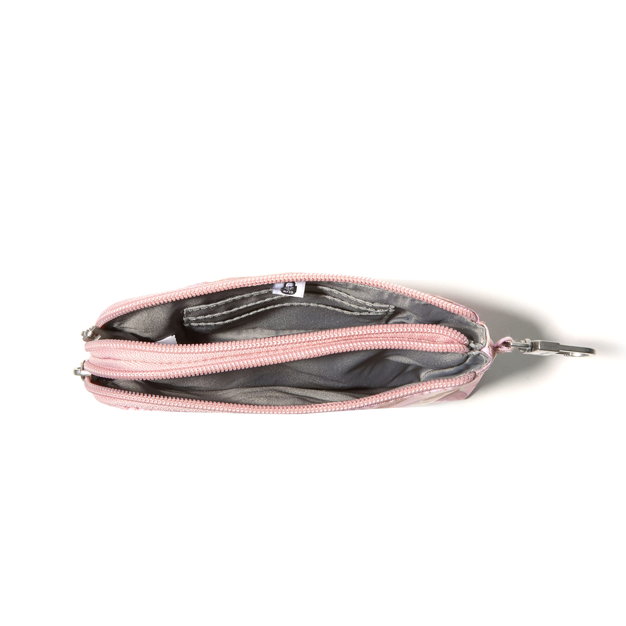 Baggallini Womens On The Go Daily RFID Pouch, Pink Butterfly Print