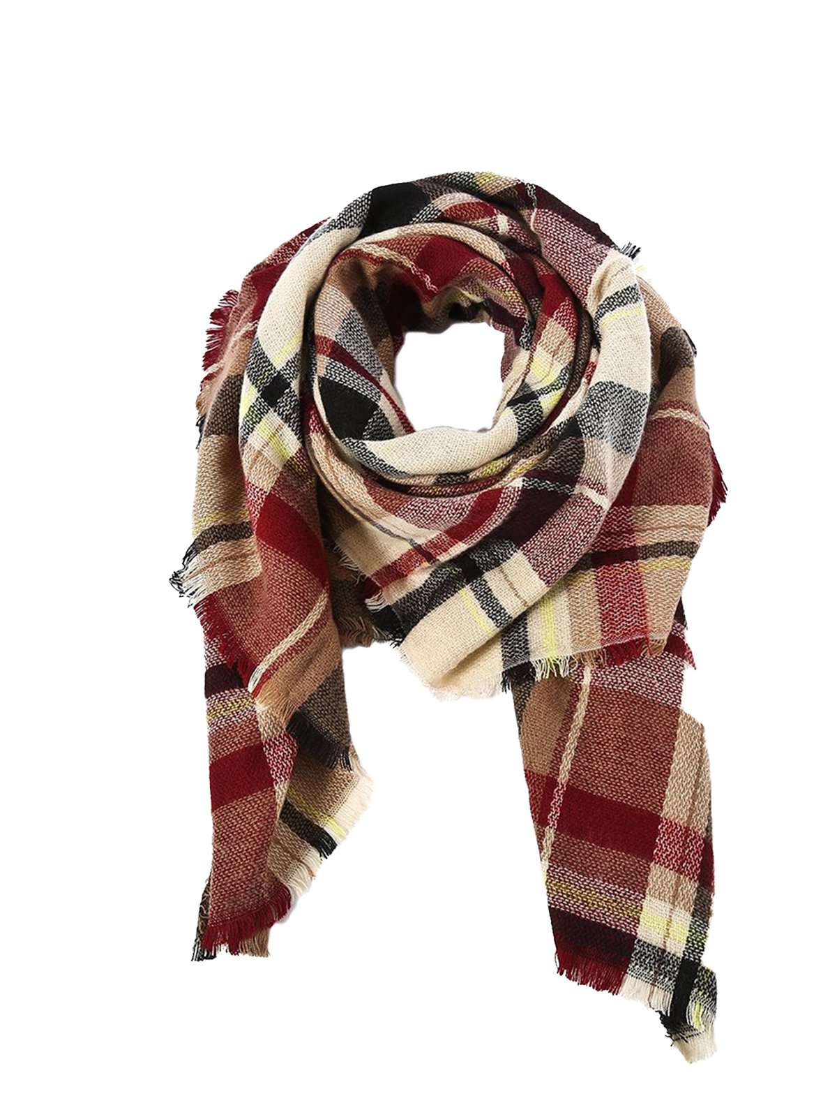 American Trends Women's Fall Winter Scarf Classic Tassel Plaid Scarf Warm Soft Chunky Large Blanket Wrap Shawl Scarves Pink Scarf