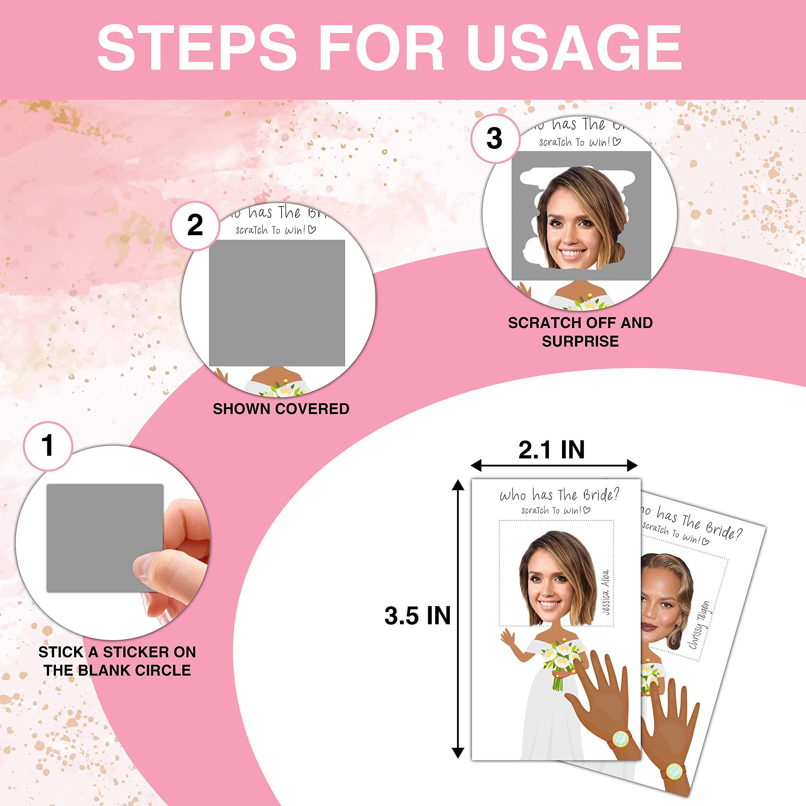 Bridal Shower Games - Who Has The Bride Scratch Off Celebrity Cards - Bachelorette Party Game Favor Decor- Wedding Party/Engagement Party Idea Activity - 36 Mini Size Cards(03)