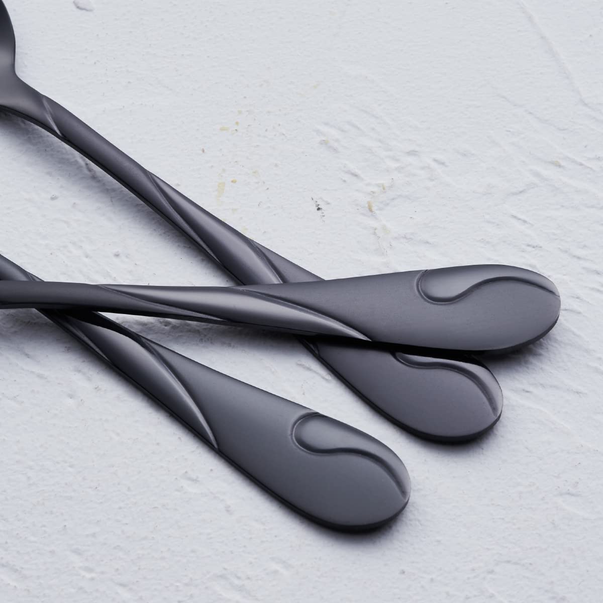 Black Dessert Spoon Set, Seeshine 6.5-inch Stainless Steel Shiny Black Teaspoon, Espresso Coffee Spoon, Set of 6
