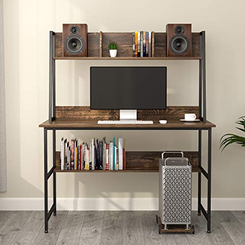 Mecor Computer Desk Study Writing Table for Home Office ,Modern Writing Study Desk with Storage Bookshelf and CPU Stand for Small Spaces, PC Laptop Table Workstation for Home Office…