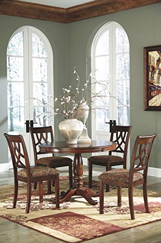 Ashley Furniture Signature Design - Leahlyn Dining Upholstered Side Chair - Pierced Splat Back - Set of 2 - Medium Brown