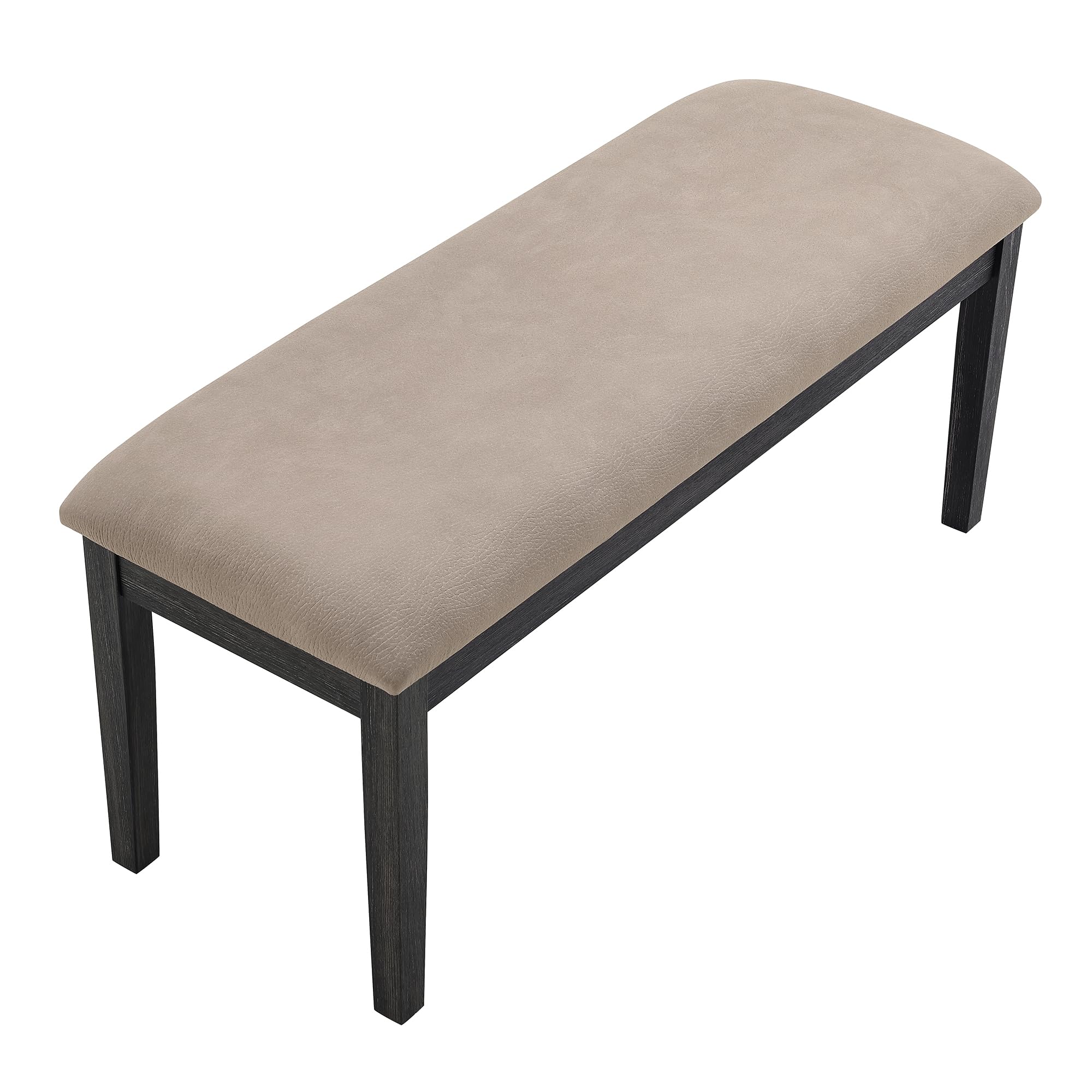 BAOMKONG Upholstered PU Leather Bench, Entryway Bench with Solid Wood Legs Comfy Thick Padded End of Bed Bench Footrest Stool for Kitchen Dining Bedroom Living Room, Light Brown