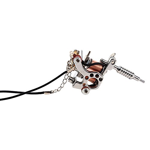 Tattoo Gun Necklace,Mini Tattoo Machine Necklace,Tattoo Supply Pendant Gift,Portable Tattoo Supply Gun Keychain Metal Alloy Key Ring