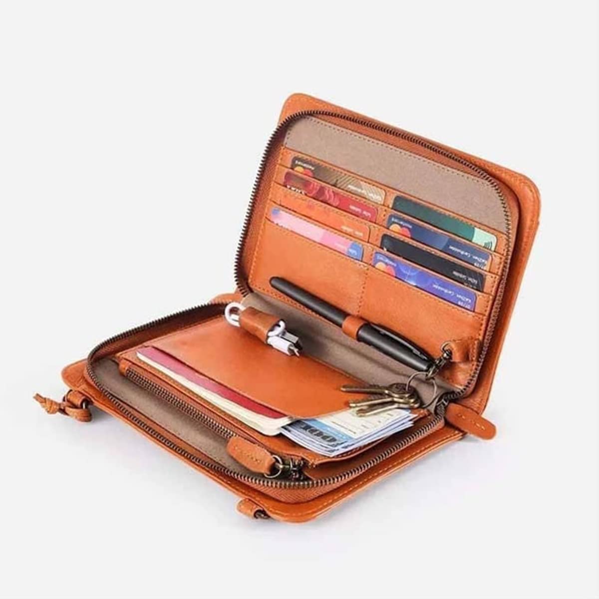 BALINS 2023 New Three-Layer Crossbody Leather Shoulder Bag, Womens Shoulder Bag and Clutch Bag, Womens Leather Shoulder Bag (Brown)